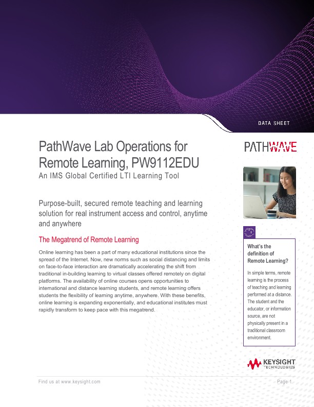 PathWave Lab Operations for Remote Learning, PW9112EDU PDF Asset Page | Keysight